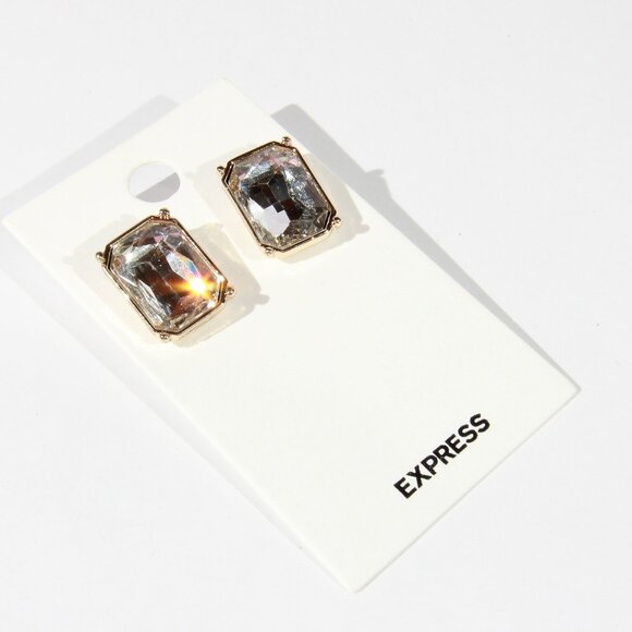 Express | Jewelry | Nwt Express Gold Tone Earrings With Clear ...